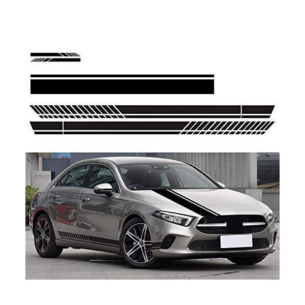 カーステッカー アップリケ ストライプステッカー レーシングデカール 車のサイドドア ボディフード バックミラーステッカー 5Pcs車＆バイク/カーアクセサリ/ステッカー・デカール/デカール