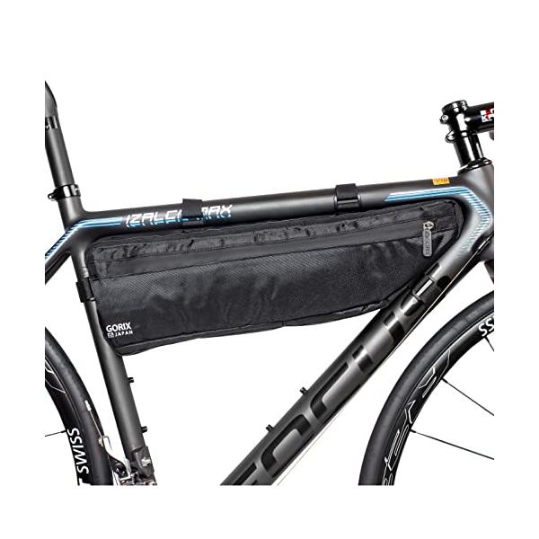 商品内容 ：自転車用フレームバッグ 材質 ：ナイロン生地 サイズ ：長さ上/下47/36cm、縦3.5*11.5cm、幅8cm 重量 ：約260g 附属ベルト取付可能径 :約φ3-5cm 最大容量 :約3.5L 自転車に取付位置 :フレーム...