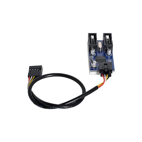 デスクトップ9ピンUSBハブUSB 2.0 9ピンコネクタアダプタポートマルチプライヤ長さ：30 CM裏面接着剤で、メインボードまたはシャーシに直接固定できますマザーボードの9ピンコネクタを2 * 9ピンコネクタに拡張できます。パソコン・周...
