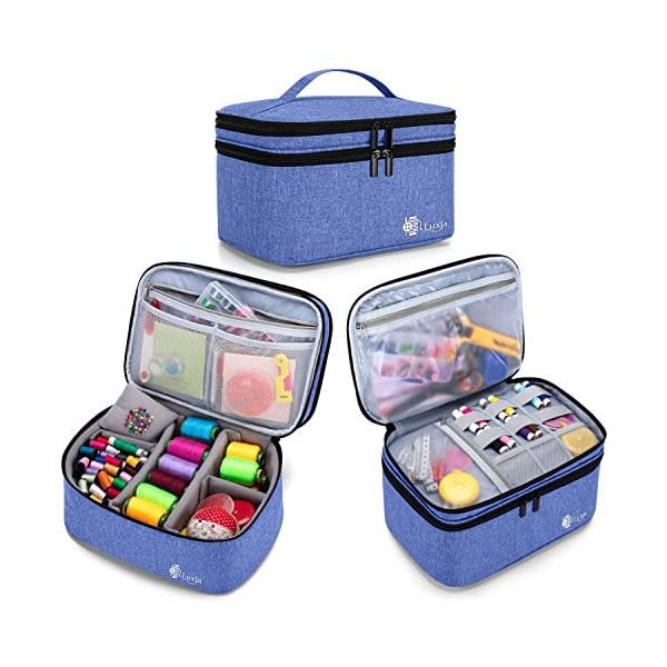 寸法 長さ27cm x 幅18.5cm x 高さ14cm 裁縫バッグのみの商品です。針や裁ちばさみ等、裁縫用具は含まれておりません。  機能 ソーイングに必要な道具を収納できる二層デザインです。小分けで、お裁縫道具を細かく収納することができ...