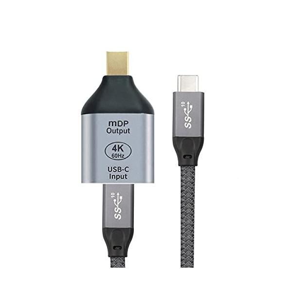 10Gbps USB-C - USB-Cケーブルをアダプターに接続し、ミニDPディスプレイに接続できます。USB Type C USB 3.1 Cオスコネクターからミニディスプレイポートマルチポートアダプター。ノートパソコン、Surface...
