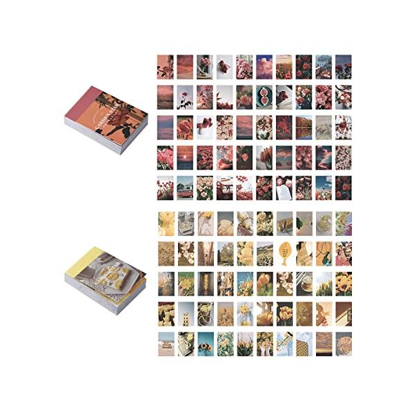 1．２冊のコラージュシールブックが入っており、各冊にも50枚、合計１00枚のフレークシールがあります。シールのサイズが3.5cmX5cmで、持ち運びにも便利です2．絵柄とデザインは一枚たりとも重複せず、花、空、景色があり、自分のお好きによっ...