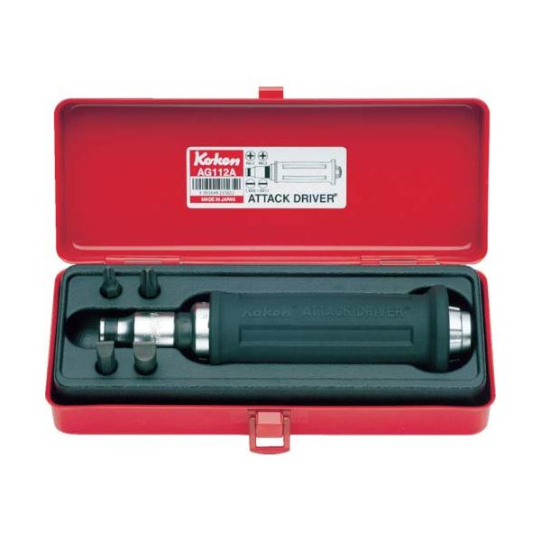 仕様:3/8(9.5mm)SQ. アタックドライバーセット 6ヶ組 AG318A/メタルケース付セット内容:計6ヶ組/メタルケースセット(W220*H82*T60mm)重量(g):1150DIY・工具・ガーデン:作業工具