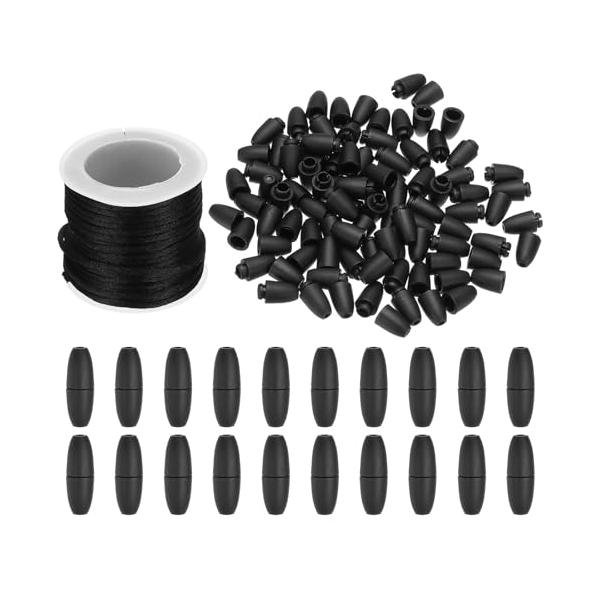 仕様：素材：プラスチック、ナイロン；カラー：黒；ブレークアウェイクラ スプサイズ：24mm x 9mm / 0.94インチ x 0.35インチ 長さ*幅 ；ブレークアウェイクラ スプの穴径：2.5mm / 0.1インチ；コードサイズ：10m...