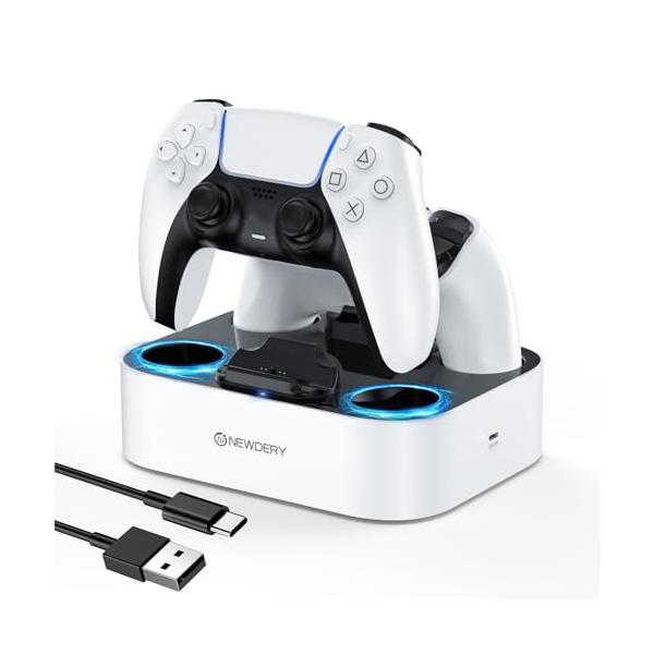 2台同時充電可能 このPS5 コントローラー 充電スタンドは、PS5 コントローラーを2台同時に充電できるため非常に便利です。充電時間*3時間。ご注意：オリジナルの充電器アダプターまたは5 V/3 A出力のアダプターを使用してください。 置...
