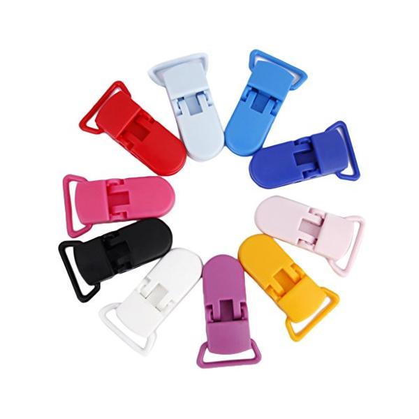 ノーブランド品 汎用クリップ バッジ 10個入り 10色 T字型 樹脂文房具・オフィス用品/事務用品/テープ・結束具/クリップ・リング