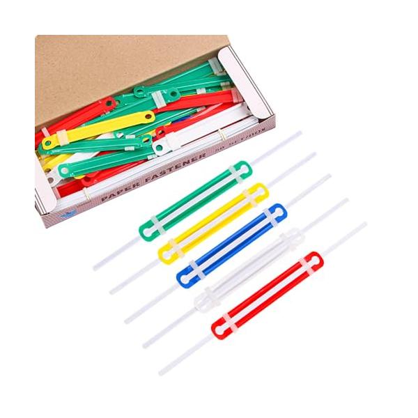 包装内容：50個セット この紙ファスナーは豊富なカラーバリエーションで使い分けも便利。書類をきれいに製本でき、良い印象を与えることができる高品質の素材：ペーパーファスナーは高品質のプラスチック素材で作られており、変色したりすることがなく、再...