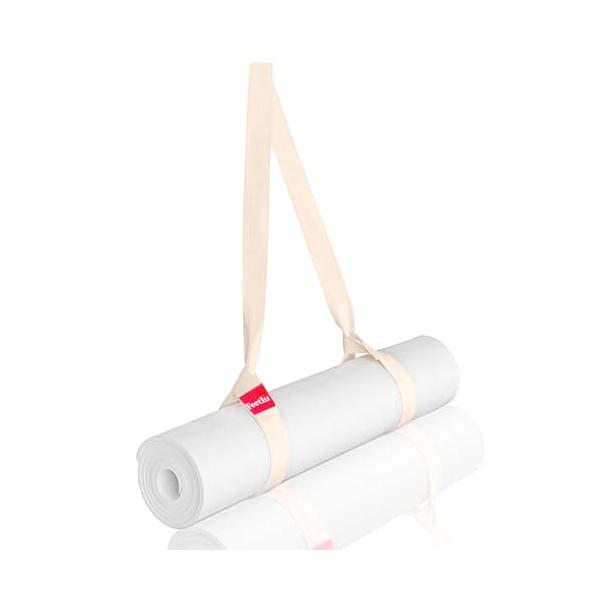 プレミアムコットンヨガマットストラップ 高品質のコットン100%で作られたこの丈夫で柔らかく、環境に優しいストラップは、マットを安全かつ快適に持ち運ぶことができます。  2イン1キャリア&amp;ストレッチストラップ マットスリングとストレ...