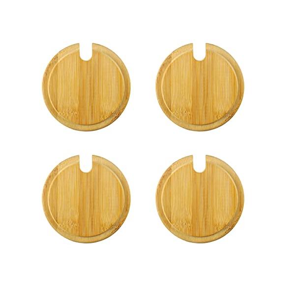 Andux Space 木製マグカバー カップ蓋 スプーン穴付き 4個入り BG-01 (77mm)ホーム＆キッチン/キッチン用品/卓上用品/カップカバー
