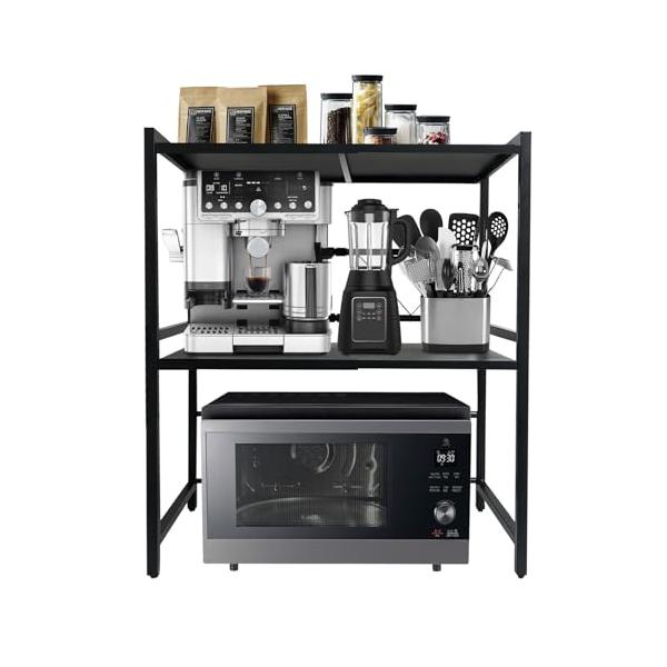 高品質の素材：この収納ラックは高品質の高強度炭素鋼でできており、耐久性と耐荷重性に優れ、錆びにくく、高温に耐性があります。 同時に、お手入れも簡単で、湿った布で拭くだけです。スペースを節約：電子レンジラックは、キッチンの限られたスペースを無...