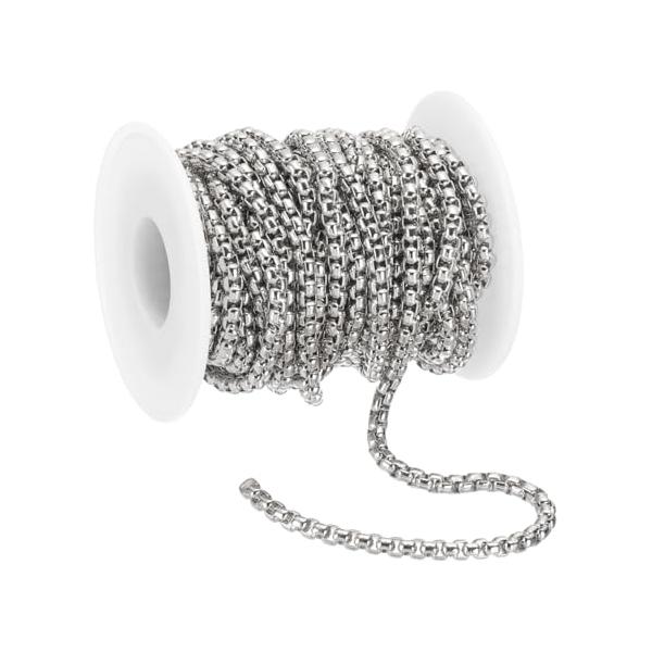 仕様：素材：鉄；カラー：シルバートーン；各ロールチェーン 長さ：5m/16.4ft；チェーン幅：4mm/0.16インチ；チェーンリング直径：2mm/0.08インチ；梱包リスト：ボックスチェーンロール1巻 こ チェーンは耐久性 ある鉄製で 耐...