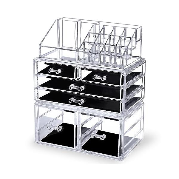 大容量：2つの大きな引き出し、2つの中型引き出し、2つの小型引き出しに加え、16個の異なるサイズの仕切りが付いた上部収納スペースがあります。組み立て後のサイズは、24cm 縦 *13.5cm 横 *29.5cm 高さ です。特徴：積み重ね可...