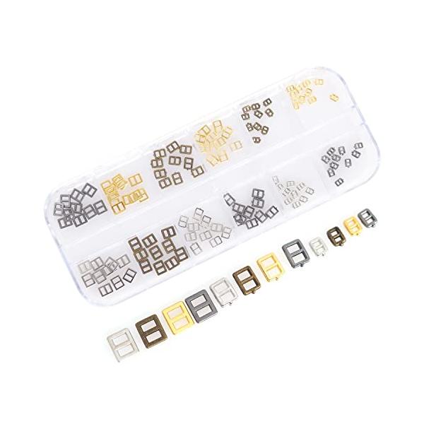 * 金属ボタンの素材 ：金属製の非常に小さな日の字型 ミニチュア。 * ボタンのサイズ ：3サイズ入り 内径1.5mm，2.0mm,2.5mm の日の字型コキカン ミニチュアバックル 。 * カラー ：ブロンズ，ゴールデン，シルバー，ブラッ...