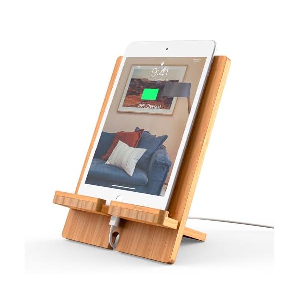 竹製タブレットスタン:当店のデスク用タブレットスタンドは、環境に優しい自然素材の竹で作られており、美しくて、耐久性もあります。サイズ?：22.8*16.5ｃｍ、重量：0.2*幅広い互換性: 4-8インチのスマートフォン、7-13インチのタブ...
