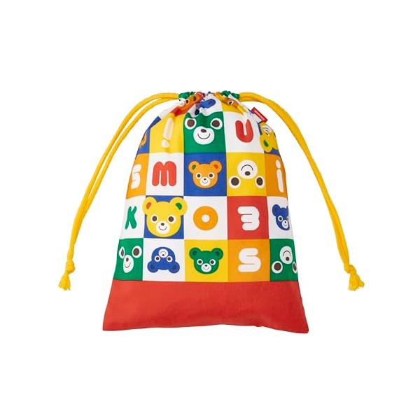 ブロード 綿 １００％ 日本製 サイズ：W20*H26.5cm*名前記入タグ付 パズルブロックシリーズから、 ランチグッズ や小物を収納するのに便利な ミキハウス 巾着袋 です。学用品、小物の仕分け、 コップ 、 歯ブラシ 、 タオル 入れ...