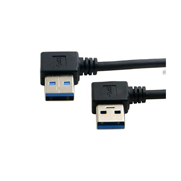 USB 3.0 Type A オス 90度 左角度から直角延長ケーブル ストレート接続コネクタ1:USB 3.0 Type A オス 90度 左角度コネクタ2:USB 3.0 Type A オス 90度 直角ストレートワイヤー接続。長さ:5...