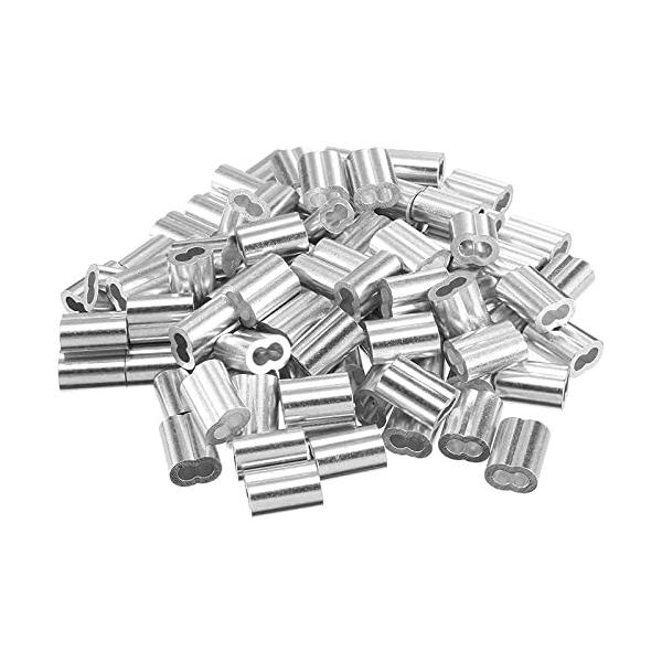 仕様 個数：100個入り。詳細なパラメータについては画像を参照してください。 材質 ワイヤーロープアルミスリーブはアルミ製で作られ、錆びにくく、使用耐荷重も強いです。優れる耐摩擦性、耐錆性、耐熱性、耐食性のワイヤーロープスリーブです。 取り...