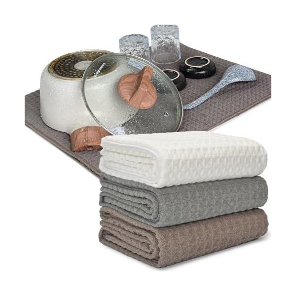 (1) 大判サイズ サイズ：W80*D50cm 重さ：約105ｇ 1枚あたり  材質：テトロン80％*ナイロン20％ カラー：3色展開 コーヒー&amp;グレー&amp;ホワイト (2) 水切りかごの代わりに シンク周りの空間が最大限に節約...