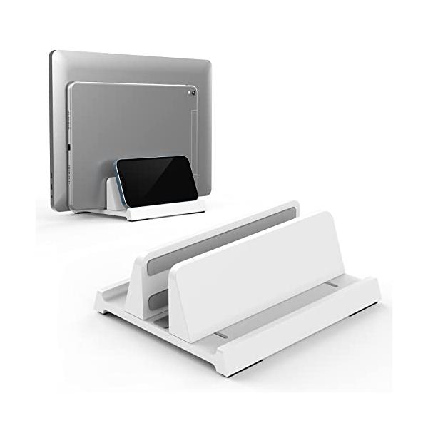 3-in-1ノートパソコンスタンド 中部のスロットにノートパソコンやタブレットを立てて収納し、両側にスマホやペンなどを収納します。M’acbook Pro/M’acbook Air/A’SUS Chromebook/Surface Pro ...