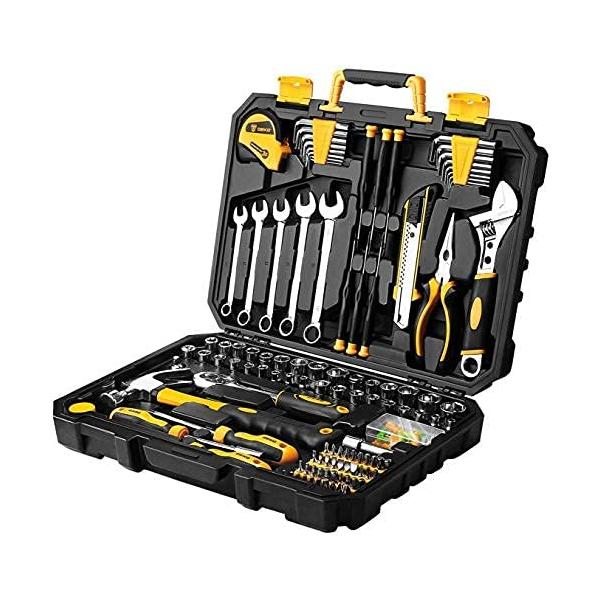 DEKO 158点 ホームツールセット 工具セット 家庭用 日曜大工 DIYセット 作業工具セット 家具の組み立て 住まいのメンテナンス用 修理道具セット 便利な収納ケース付きDIY・工具・ガーデン/作業工具/工具セット・道具セット