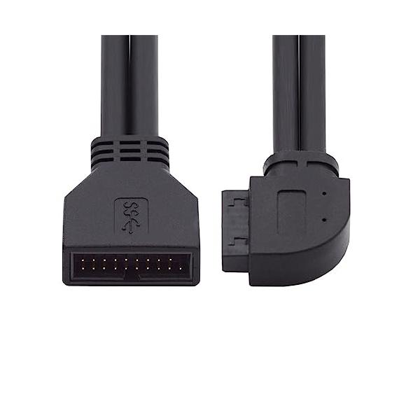 20ピン/19ピンUSB3.0マザーボードまたはホスト用。USB 2.0バージョンの10倍速の最大5Gbpsのスーパースピード。双方向データ転送を同時にサポート。アングルタイプ ポート周りにスペースが限られている場合でも、メスポートに接続で...