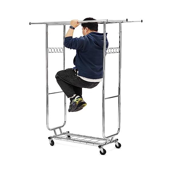 * 耐荷重150KG *自立型物干しラックは、水、錆、腐食、引っかき傷からの保護を強化するために、耐久性がある高品質の金属で作られています。150kgまで収納できます。靴と荷物の保管用の下部棚は90kgの耐荷重を備えているので、重い布団も収...