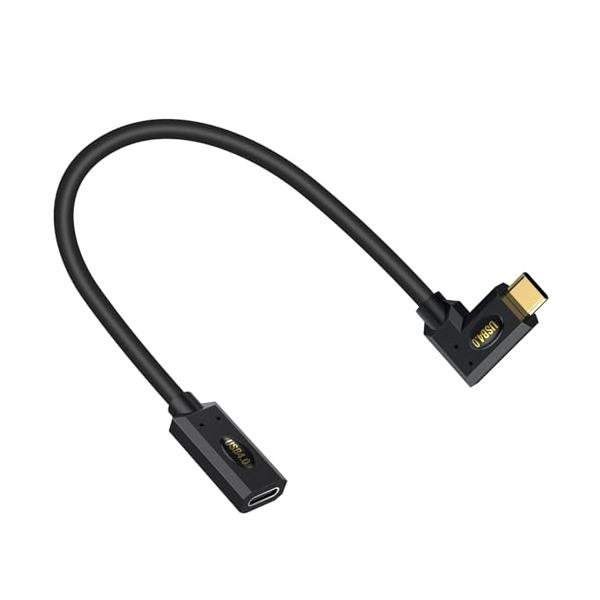 USB Type C 延長ケーブルL字 このL字 USB4 延長ケーブルは、USB4仕様に完全に準拠しています。それは、ケーブルが十分に長くないという問題を解決するために、すべてのUSB-CデバイスのUSBタイプCメスポートを延長し、保護す...