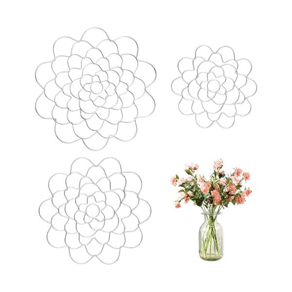 「商品仕様」素材：鉄製、カラー：シルバー、サイズ：S：直径10.2cm、M：直径12.7cm、L：直径15.2cm、セット内容：3個セット 3サイズ、各サイズ1個入り 「美しい外観」生け花ツールは滑らかなラインと美しい対称性を備えたエレガン...