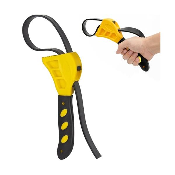 多機能ベルトスパナ長さ20cm、重量：83g、カラー：イエロー，柔軟な回転、楽な操作。こちらのラバーベルトレンチは大型レンチは最大120mm最小20mmまで調整できます。人間工学に基づいたハンドルデザインは、長時間の使用でも手の疲れを軽減し...