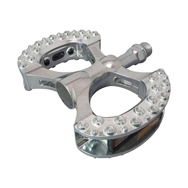 縦に大きな踏み面と、吸盤状のグリップが特徴。 個性あふれるデザインが注目をあつめます。すべりにくく大きな両面踏みは街乗りなどでも乗りやすい。サイズ： W78 x L119おすすめ用途 ：オフロード　街乗り重量： 420gスポーツ&amp;ア...