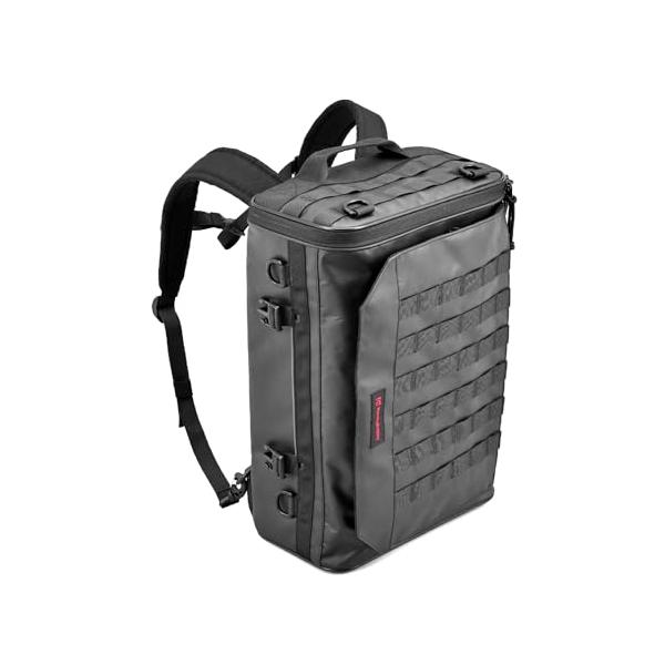 バックパックにも使える2WAYタイプのバイク用シートバッグ / 日帰りから１泊ツーリング用 表地には雨風に強い防水性のあるターポリンを採用 イージーリングベルトでバックルをはめるだけの簡単固定 ショルダーベルトは肩に沿う形状で背負い心地がよ...