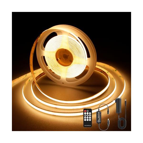 ダークスポットなし COB LEDストリップライト2700Kは、ダークスポットもグレアもなく、柔らかい光で、水銀や紫外線も一切出さないので、目に安全です。2700KのLED cobテープライトは、完全に滑らかで均一な光を作り出し、シームレス...