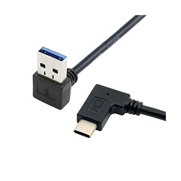 NFHK ダウンアングルA男性のリバーシブルUSB-C USB 3.1ラップトップ用のデータケーブルどちらのコネクタも角度付きタイプです長さ：30cmタイプCコネクタはUSB3.1の新しいデザインです新しい小さいサイズ：USB 2.0Mic...