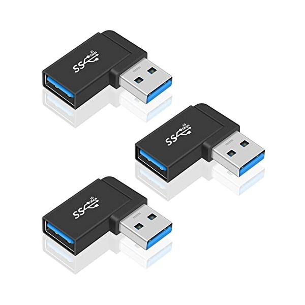 USB 延長L型アダプタ: L字型USB アダプタは方向を90度変え、狭い場所でも簡単に接続でき、省スペース化に役立ちます。USB L字アダプタ : USB L字アダプタは3x3x1.5cmのミニサイズと12gの超軽量で、旅行でも持ち運びに...