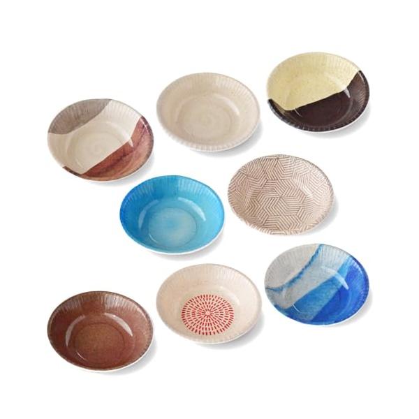 おしゃれな紙ボウルで料理が映える 温もりを感じる和食器デザインがお惣菜にフィット。使い捨て容器でもテーブルが華やかに。 楽しく選べる８つの色・柄 白、青、黒…など料理との相性を考えた８デザインを１パックに。パーティー中の取り違いも防ぎます。...