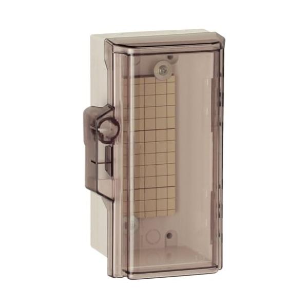 プラボックス(P)の透明扉タイプです。シンプルなデザイン、色彩でさまざまな取付場所に適しています。ポール取付用の取付バンド穴が付いています。底面と背面に配線穴用ノックアウトが付いています。樹脂製ですのでケースのアース工事が不要です。産業・研...