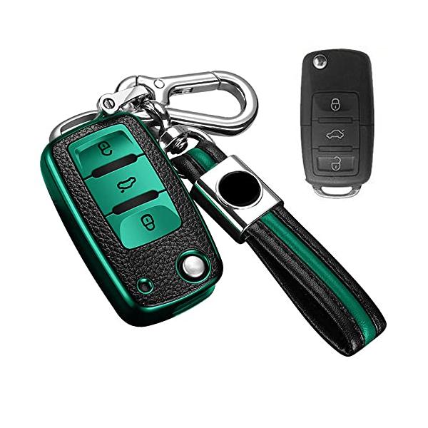 セット内容：フォルクスワーゲン専用スマートキーケース*1 (2)キーホルダー*1。本商品はキーカバーのみの販売となります、純正キーは付属しておりません。 適応車種：ＶＷ/フォルクスワーゲン/パサート B5 B6 /ゴルフ 4 5 6 /ジェ...