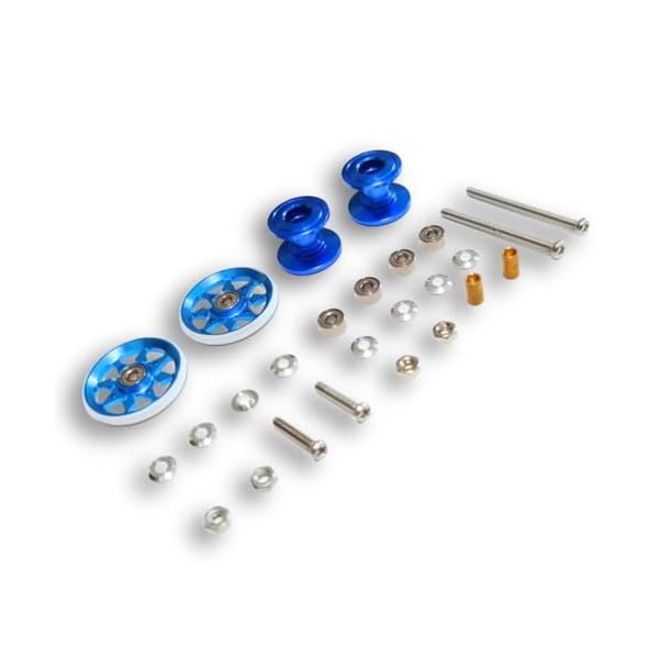 ミニ四駆用ベアリングローラーと2段アルミローラーのセットです。 車体のドレスアップのみならず、高速コーナリングを可能にする軽量で高性能なベアリングを搭載したローラーです。 車体スピード、コースの状況に応じて、2種類のローラからお選びいただけ...