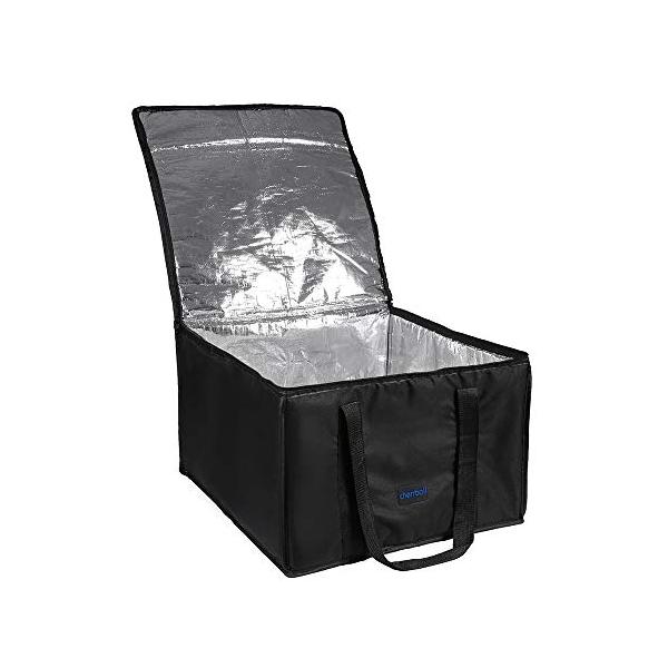 90L設計、軽量化で 展開サイズ：51.5*51.5*35cm、で僅か740g。この配達バッグは90L大容量の設計で、18インチのピザボックスを7つ収納できます。ピザの箱、カレー、インド料理、中華などの持ち帰り用の食べ物を運ぶのに最適です。...