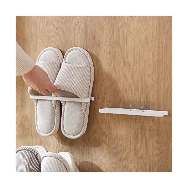 スリッパラック 穴開け不要 壁掛け式 粘着式 ステンレス 金属 白 ホワイト １足掛け サンダル収納 壁面に傷つかない 省スペース 玄関 浴室 ベランダ…ホーム＆キッチン/収納用品/スリッパラック