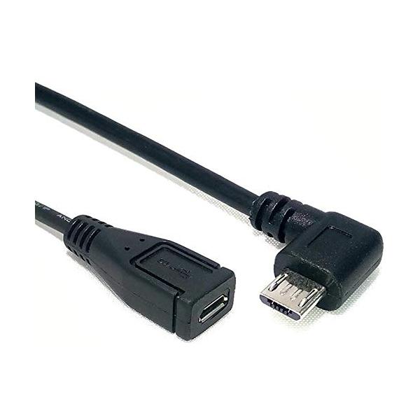 microB メス ストレート - microB オス L字 右向きmicroUSB端子用の延長ケーブルです。充電・データ通信に対応します 接続するケーブルが充電専用ケーブルの場合にはデータ通信には対応しません *全長 約30cm (端子含...