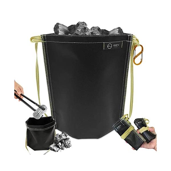 カラビナ付属モデルです   炭や燃えカス処理の悩みを解決  アッシュキャリーは使用後の炭や薪の燃えカスを安心安全に持って帰れる耐熱性・難燃性の生地で作られた、火消し袋です。折りたたみ収納可能でコンパクトで携帯性が高く、今やアウトドアに必須の...