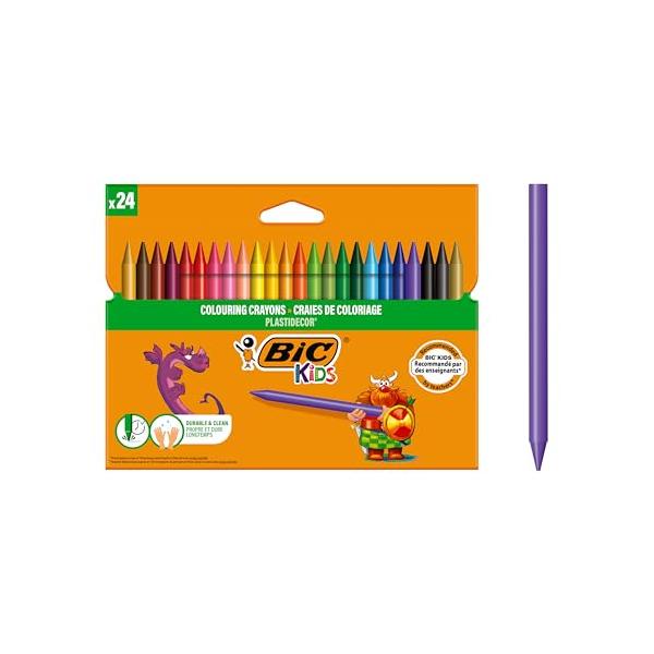 BIC KIDS BICが発売する子供向けの筆記具ブランド 24色 金・銀・黒・紫・紺・青・水色・深緑・緑・黄緑・黄色・橙・みかん色・レモン・白・薄橙・薄桃色・桃色・赤・朱色・ぶどう色・茶色・こげ茶色・黄土色 ウルトラレジスタント芯 芯が強...