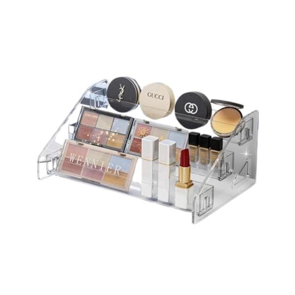 コンパクトな3仕切りデザイン アイシャドウやブラッシャーなどのメイク小物に最適なサイズ設計。ジュエリーやアクセサリーの収納にも便利で、小物整理にぴったりのアクリルケースです。 透明でスタイリッシュなデザイン 高透明度のアクリル素材を使用し、...