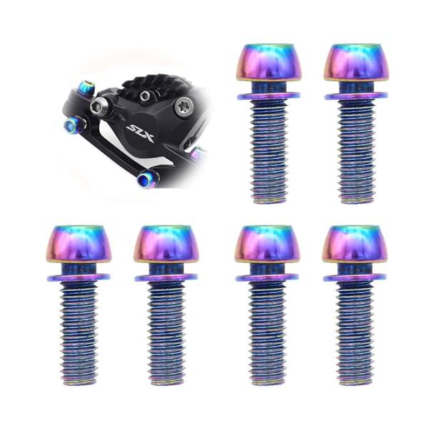 仕様：6個M6 x 18mm、軽量、ファッショナブル、メッキ層の明るい色、あなたの車にインストールするには、非常にユニークでクールな、5mm以内の六角で取り外し可能です。高品質素材：この自転車ハンドルステムスクリューは、高品質のチタン合金材...