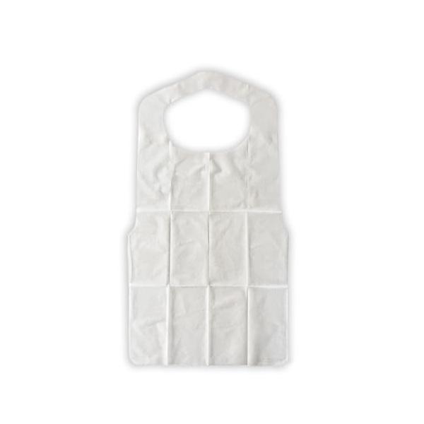 ソフトな肌触りの使い捨てエプロンです。 材質：不織布 サイズ：天地740mm、着丈530mm、身幅395mm 入り数：100枚 食事、介護・看護などドラッグストア:シニアサポート・介護:食事・調理介助:食事用エプロン