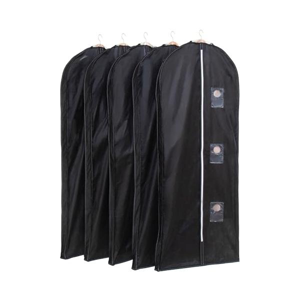 商品仕様 :サイズ/約幅60*長さ135cm*マチ5cm、内容/5枚、カラー/ブラック、材質/ポリプロピレン・ポリエチレン 通気性にすぐれた不織布 :通気性の良い不織布で衣類を湿気やホコリから守り大切に保管。 底も閉じているので安心 :底部...