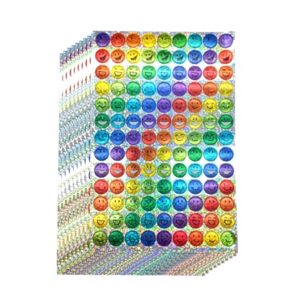 たっぷり大容量 1シート117枚*10シート入り、合計1170片。それぞれの直径は1.2cmです。シートサイズは縦が20.3cm,横が13.3cmです。 種類豊富 カラーは8パターンでニコニコの表情は全11種類のデザインがあり、好きな表情を...
