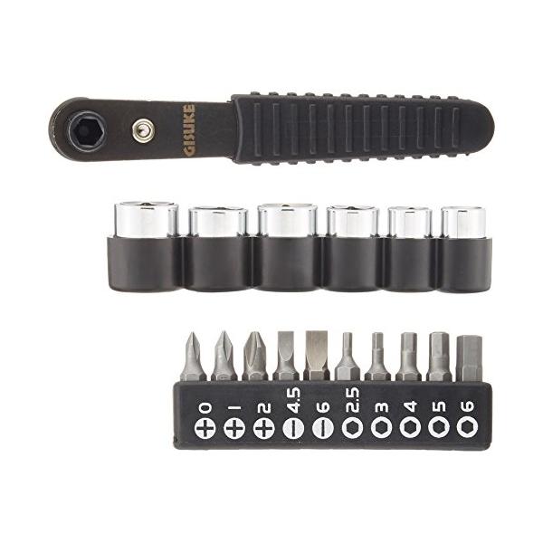 セット内容:2WAYラチェットハンドルソケット(6.35mm):7/8/10/11/12/13mmドライバービット:*0/*1/*2/-4.5/-6六角ビット:2.5/3/4/5/6mmDIY・工具・ガーデン:作業工具:駆動工具:レンチ:ラ...