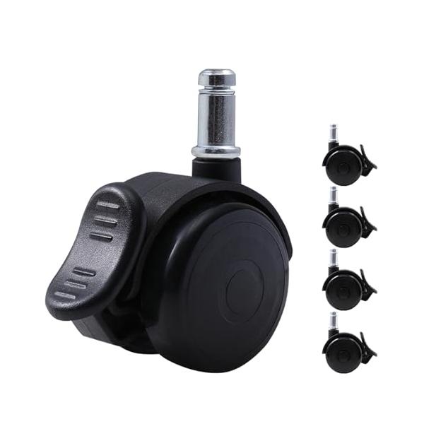 *素材*ゴムとウレタンを採用し、軽量且つ頑丈で動きもスムーズなので、床に傷付きにくいです。*取り付け簡単：*差込式キャスターで簡単に取り付けできます。直径11mmの差込穴の椅子に対応でき、すでにキャスターをご使用の場合でも取替えが可能です。...